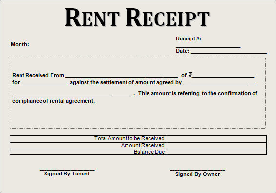 Rent Receipt Format Uses Mandatory Revenue Stamp Clause