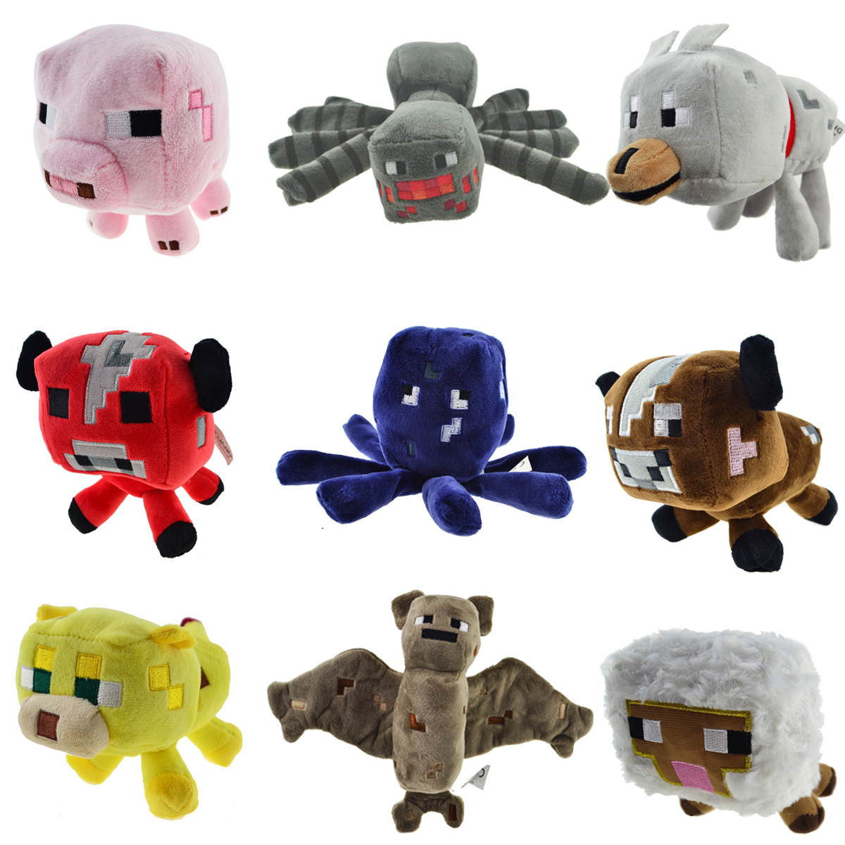 Minecraft Overworld 9pcs Figure Animal plush stuffed toy promotion set ...