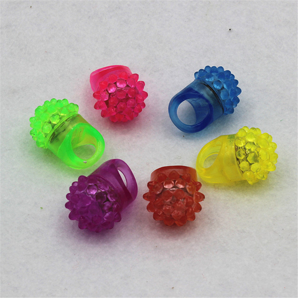 Flashing Colorful LED Light Up Bumpy Jelly Rubber Rings Finger Toys ...