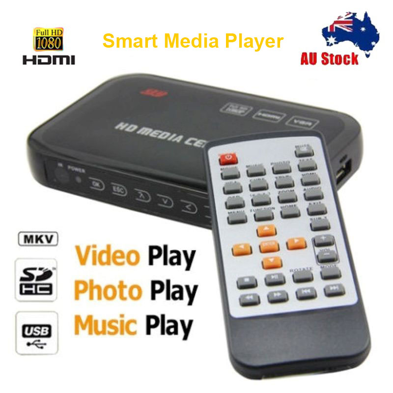 1080P Full HD HDMI Remote Control Media Player Center TV HDD MKV SD USB ...