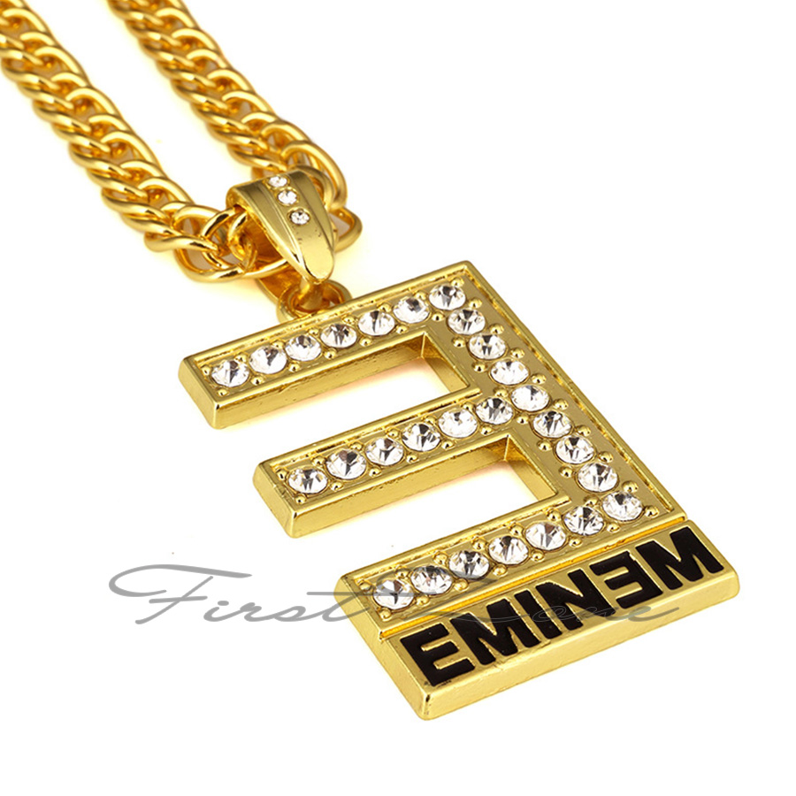 EMINEM Pendant Rhinestone Bling Diamond Hip Hop Style Rapper Necklace ...