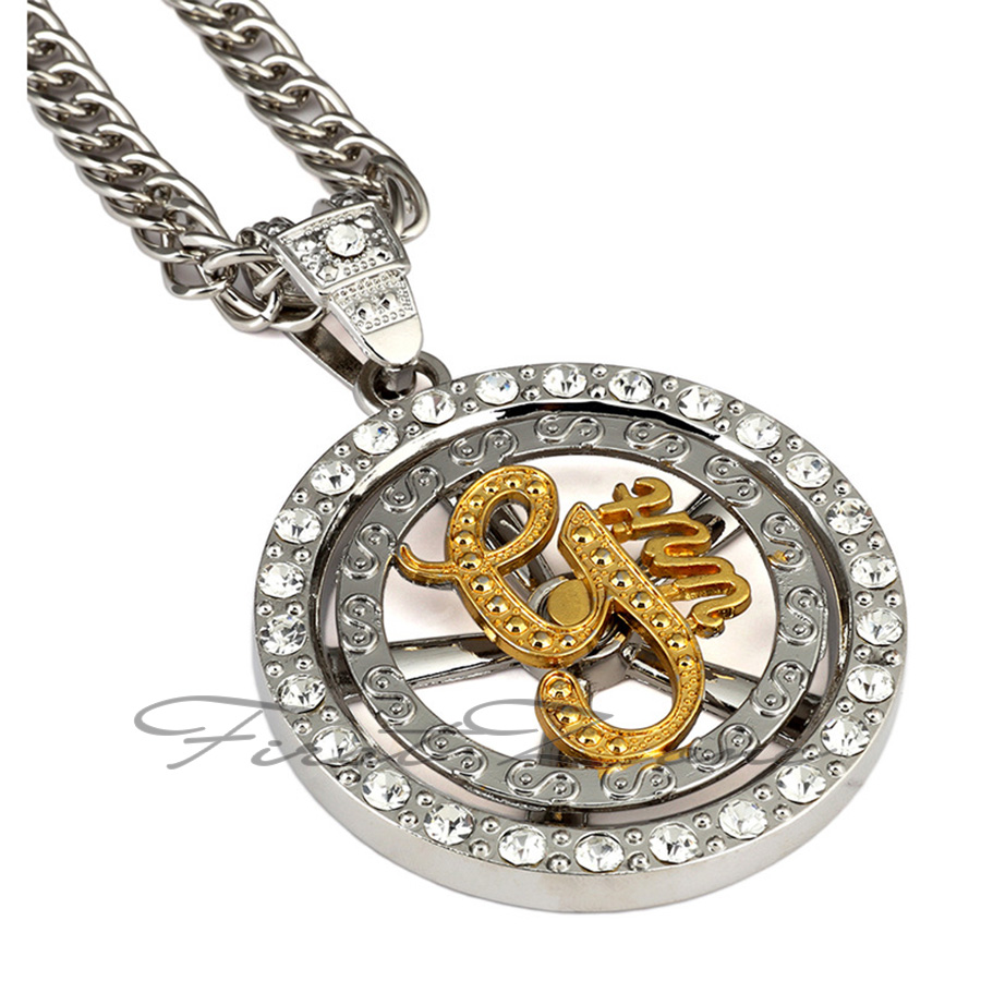New Iced out G-unit Round Pendant Hip Hop 31" Chain Shinning Diamonds ...