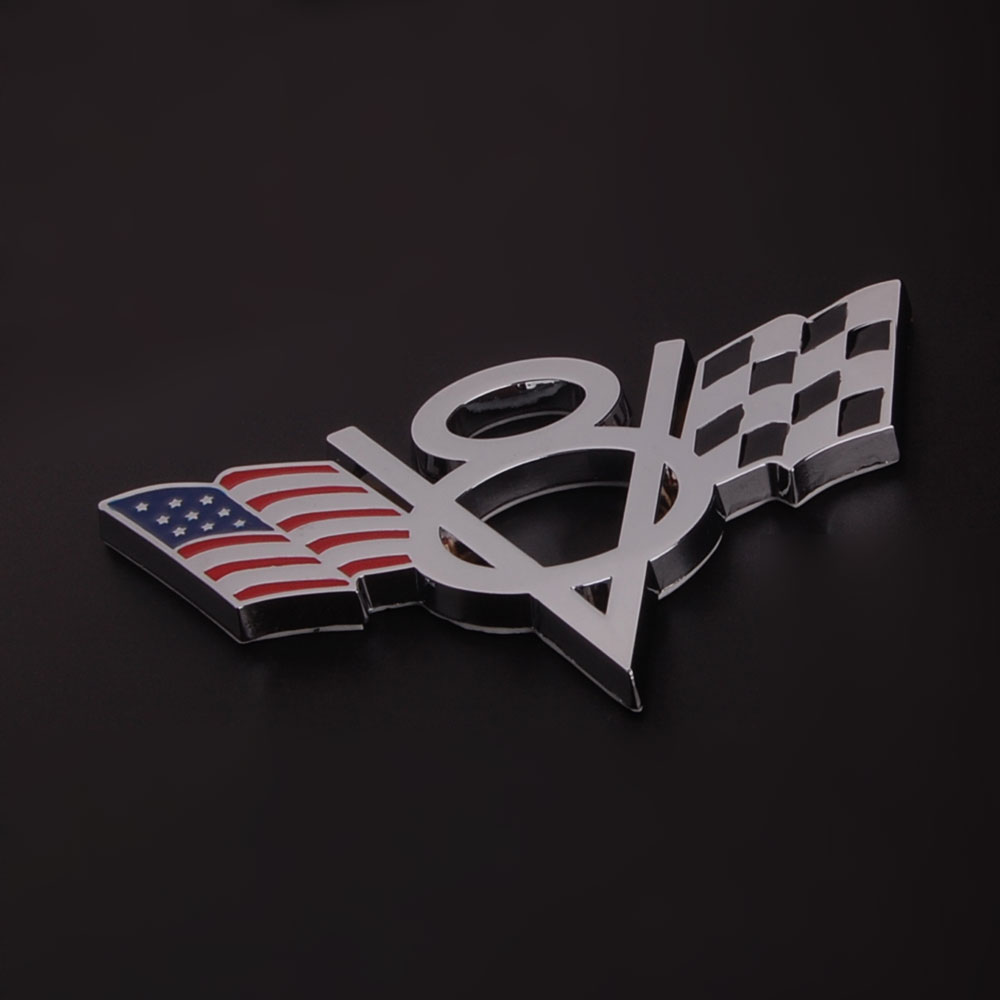 Car V8 Flag Emblem Badge Decal Sticker Metal For Chevrolet Chevy ...