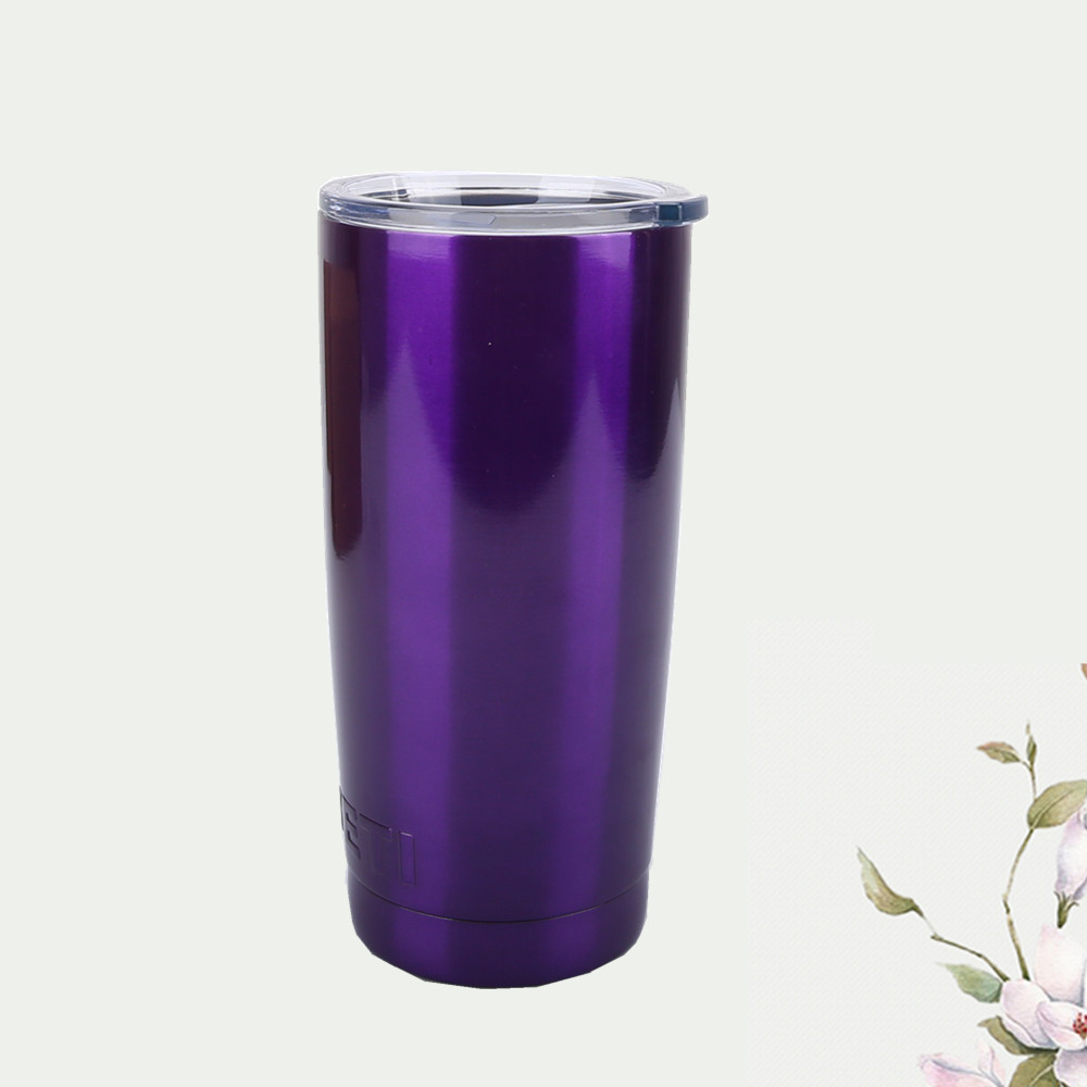 New Yeti Rambler Tumbler Stainless Steel 20 oz Powder Coated Cup Purple ...