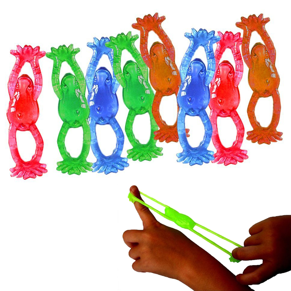 24Pcs 2" Colorful Stretchy Sticky Slingshot Flying Frogs Party Favor ...