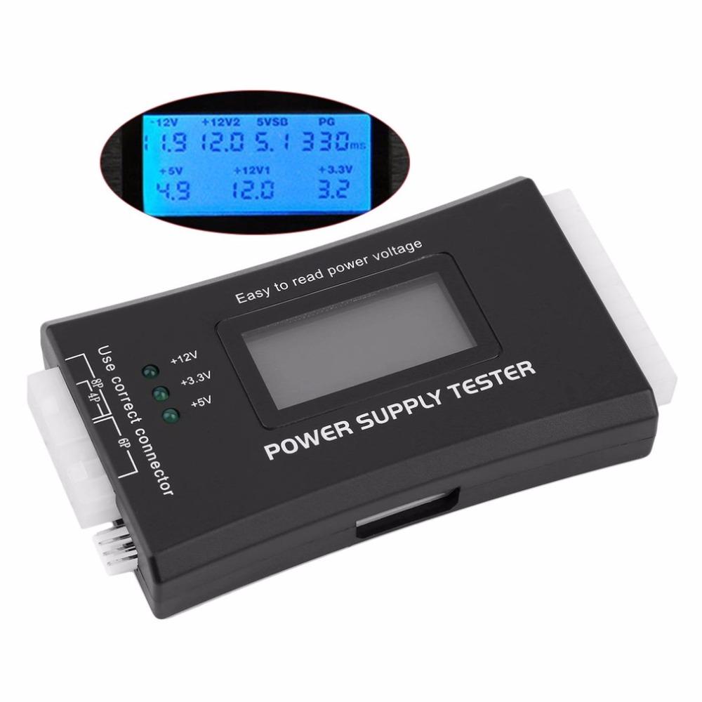 Power Supply Tester 20 24 Pin Sata LCD PSU HD ATX BTX Voltage Test ...