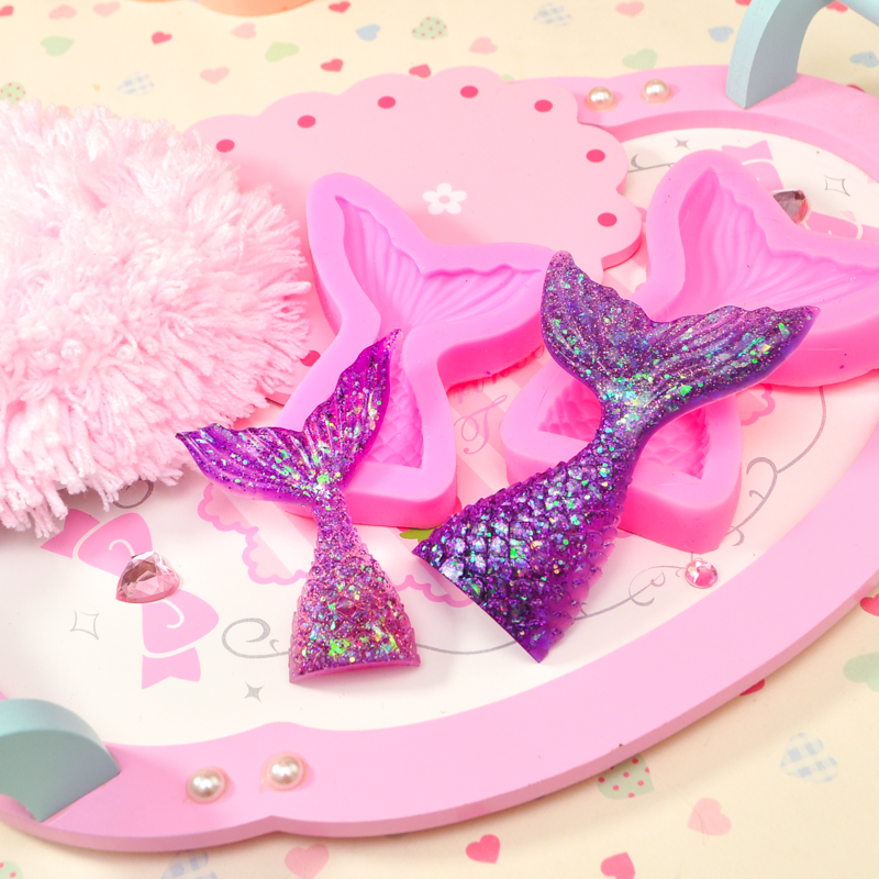 3D FISH TAIL Silicone Fondant Mold Cake Decor Chocolate Candy Mould ...
