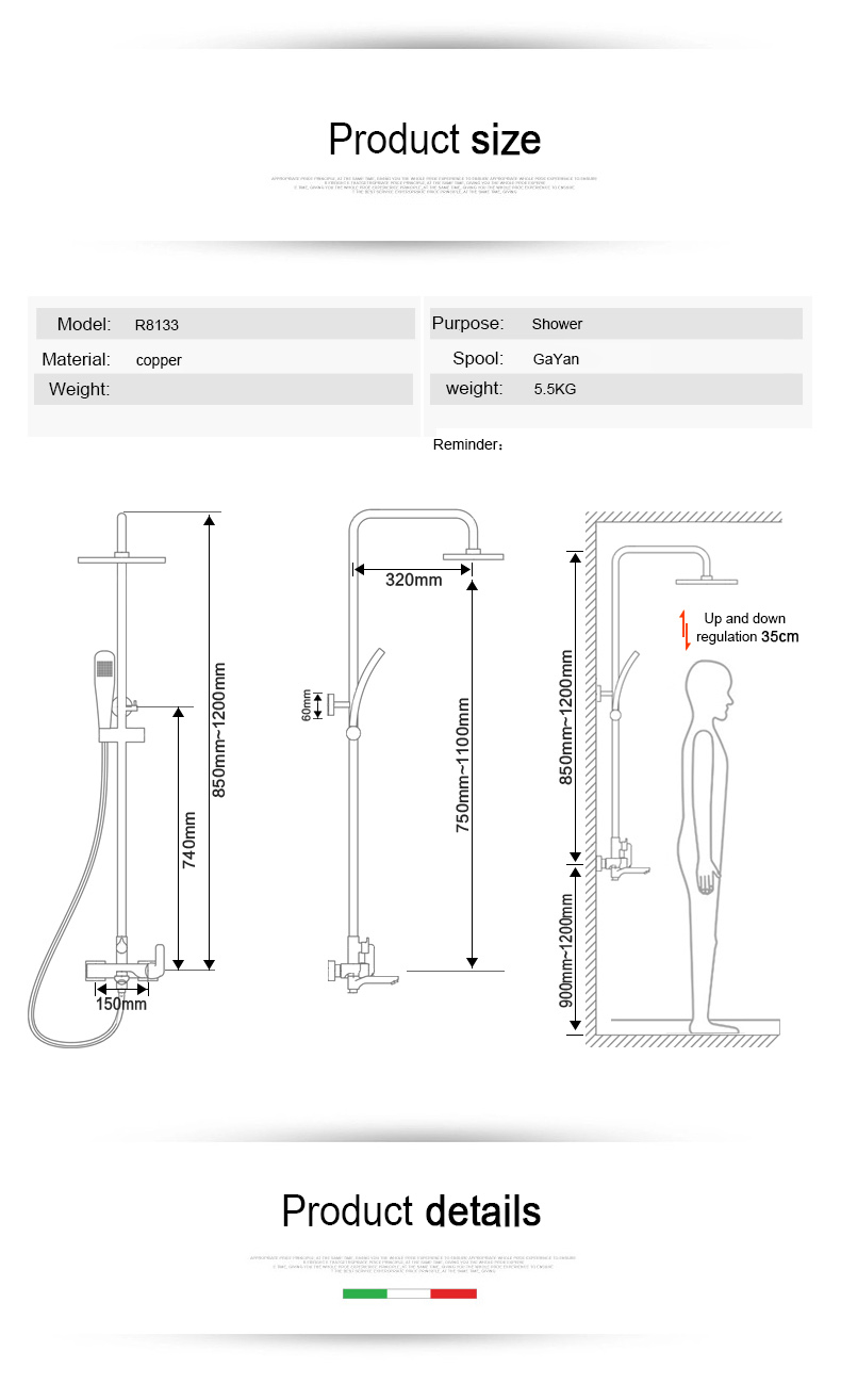 Shower Faucet Set Wall Mount 8" Rain Shower Head Mixer Tap W/ Brass ...