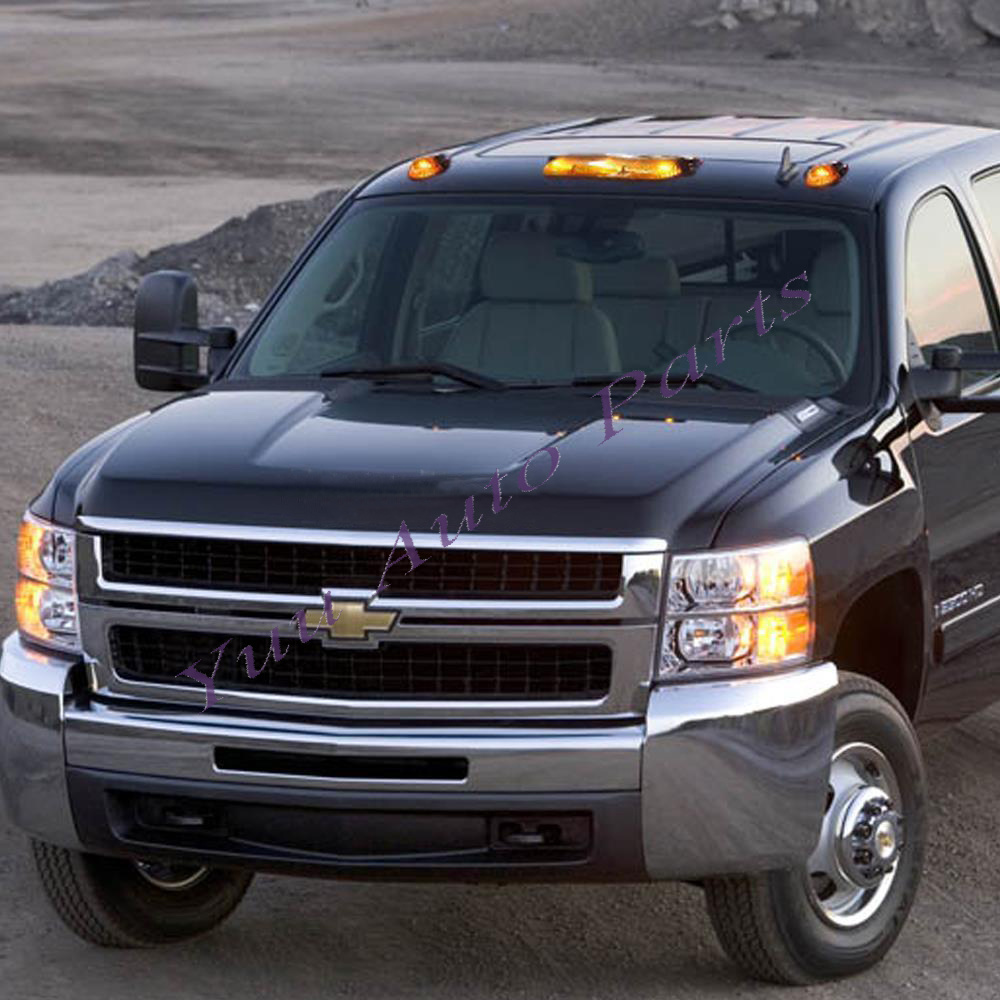 3PC Smoke Cab Roof Running Amber LED Lights For 02 07 Chevy Silverado GMC Sierra EBay