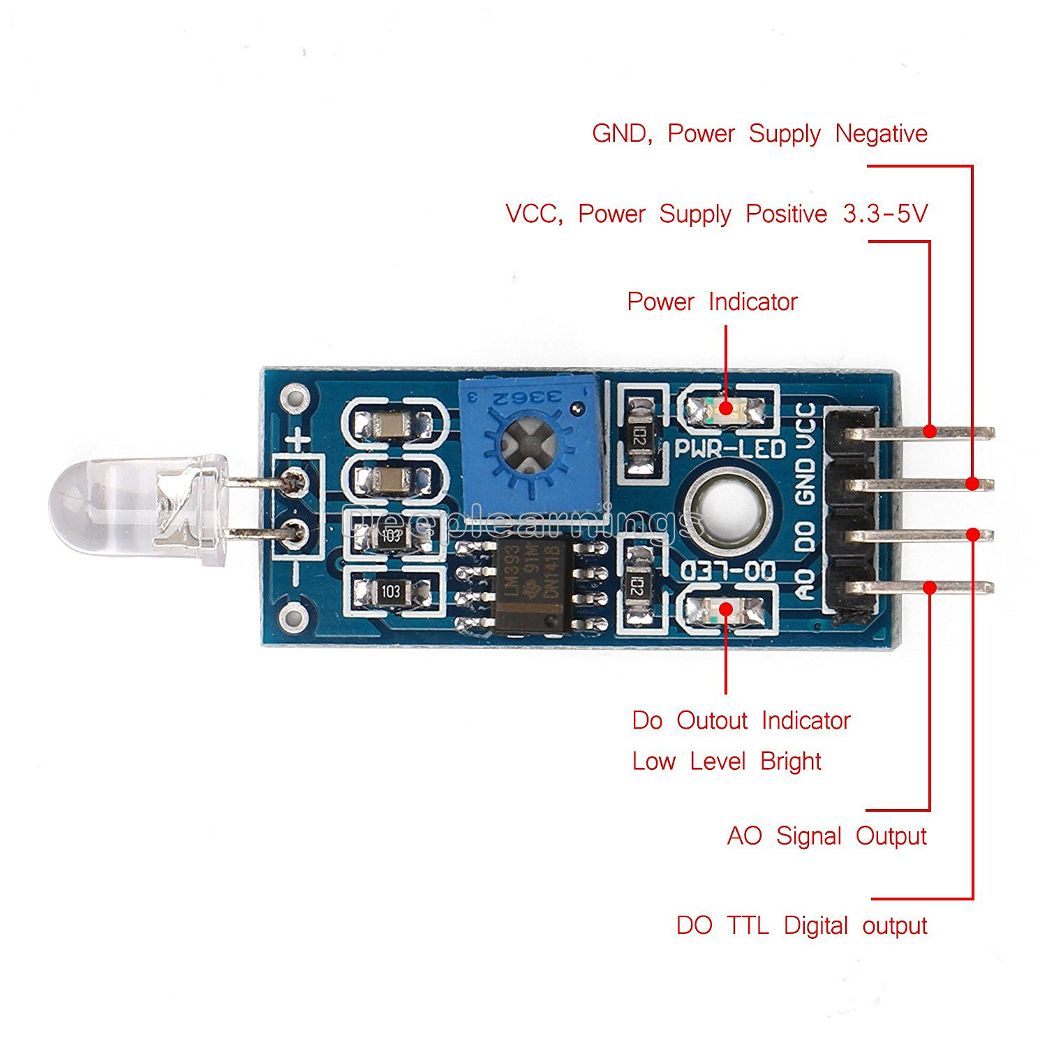 2pcs Lm393 Sensitive Control 3 Pin Photosensitive Light Sensor Module Dc 3 3 5v Ebay
