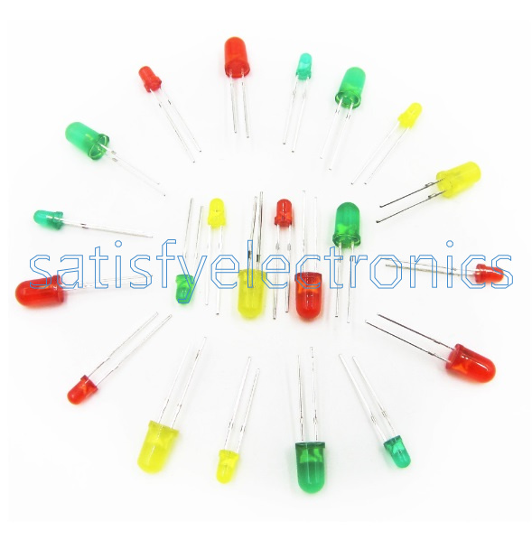 100PCS Round Head Light Emitting Diode LED 3mm 5mm Red Green Yellow Mix ...