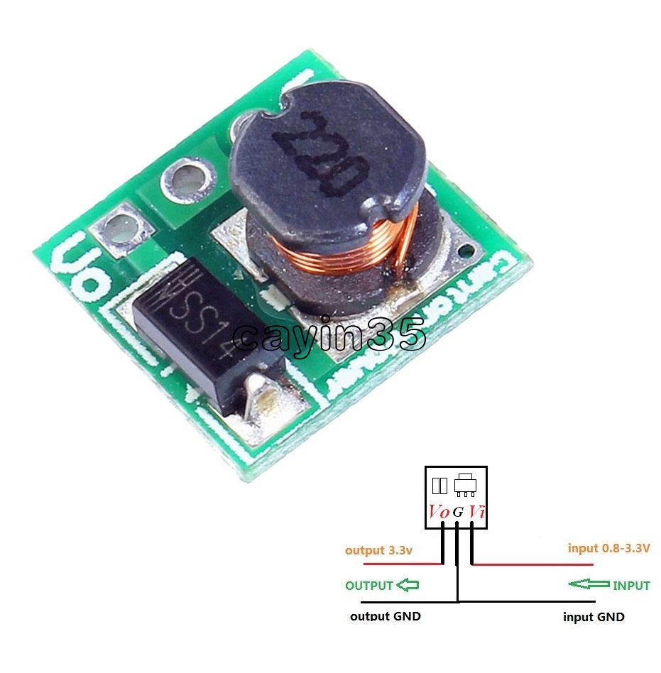 DC-DC 1V 1.2V 1.5V 1.8V 2.5V 3V to DC 3.3V Step-UP Boost Power Supply ...