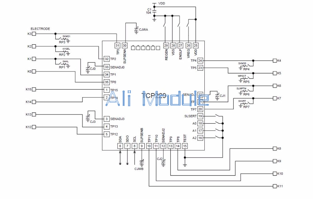 Arduino TTP229 16 Channel Digital Capacitive Switch Touch Sensor Module ...
