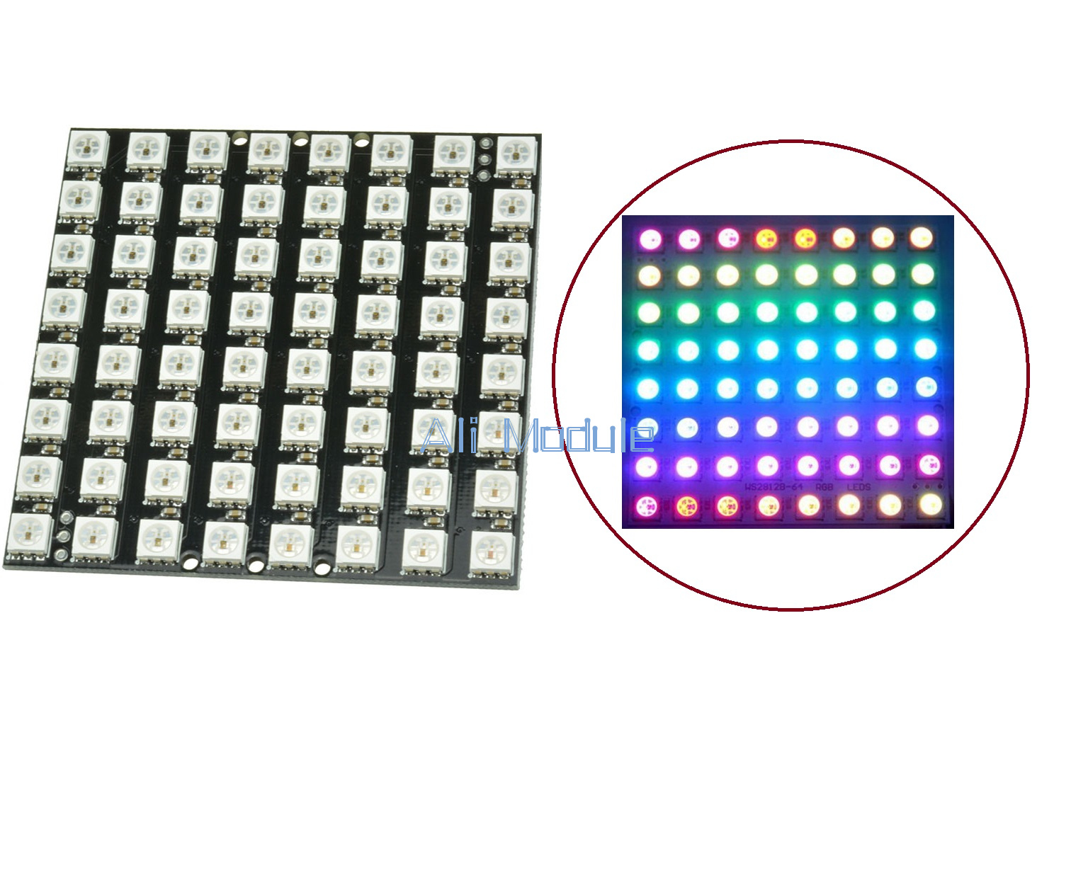 8x8 64 WS2812 LED Matrix LED 5050 RGB Full-Color Driver Black Board For ...