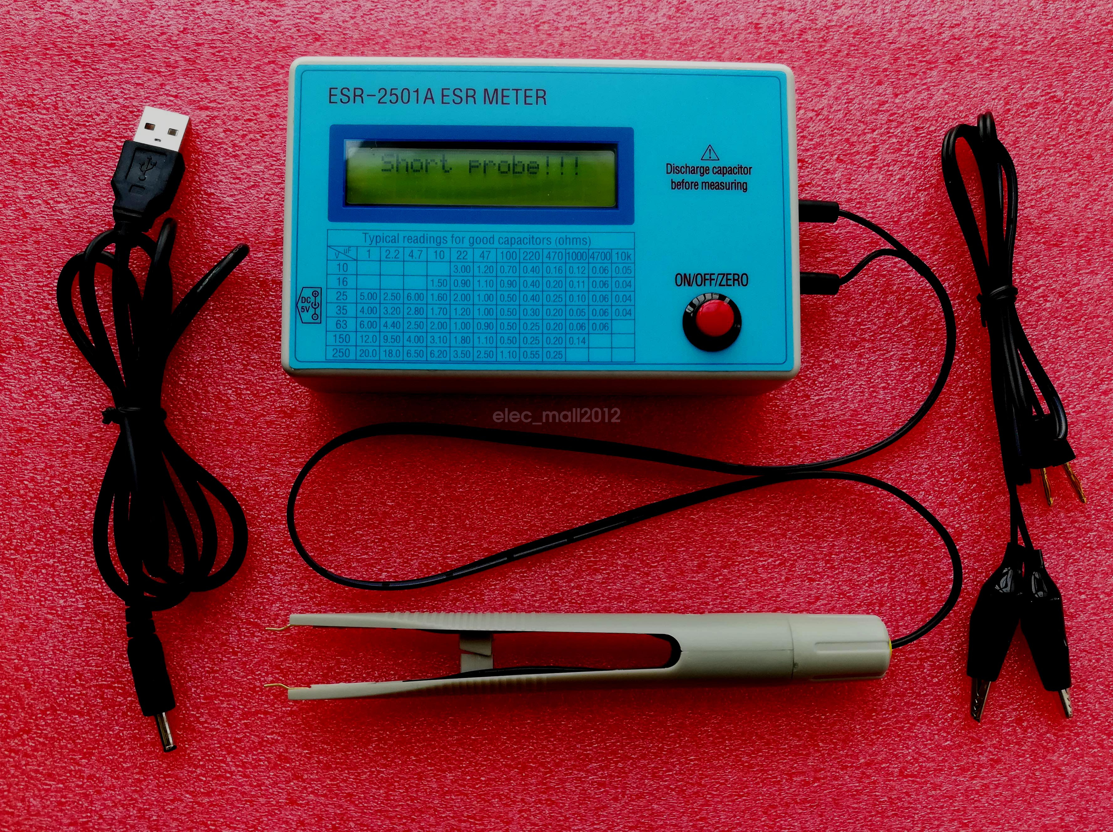 ESR2501 Capacitor ESR DCR Tester Test In Circuit Capacitance Meter ...