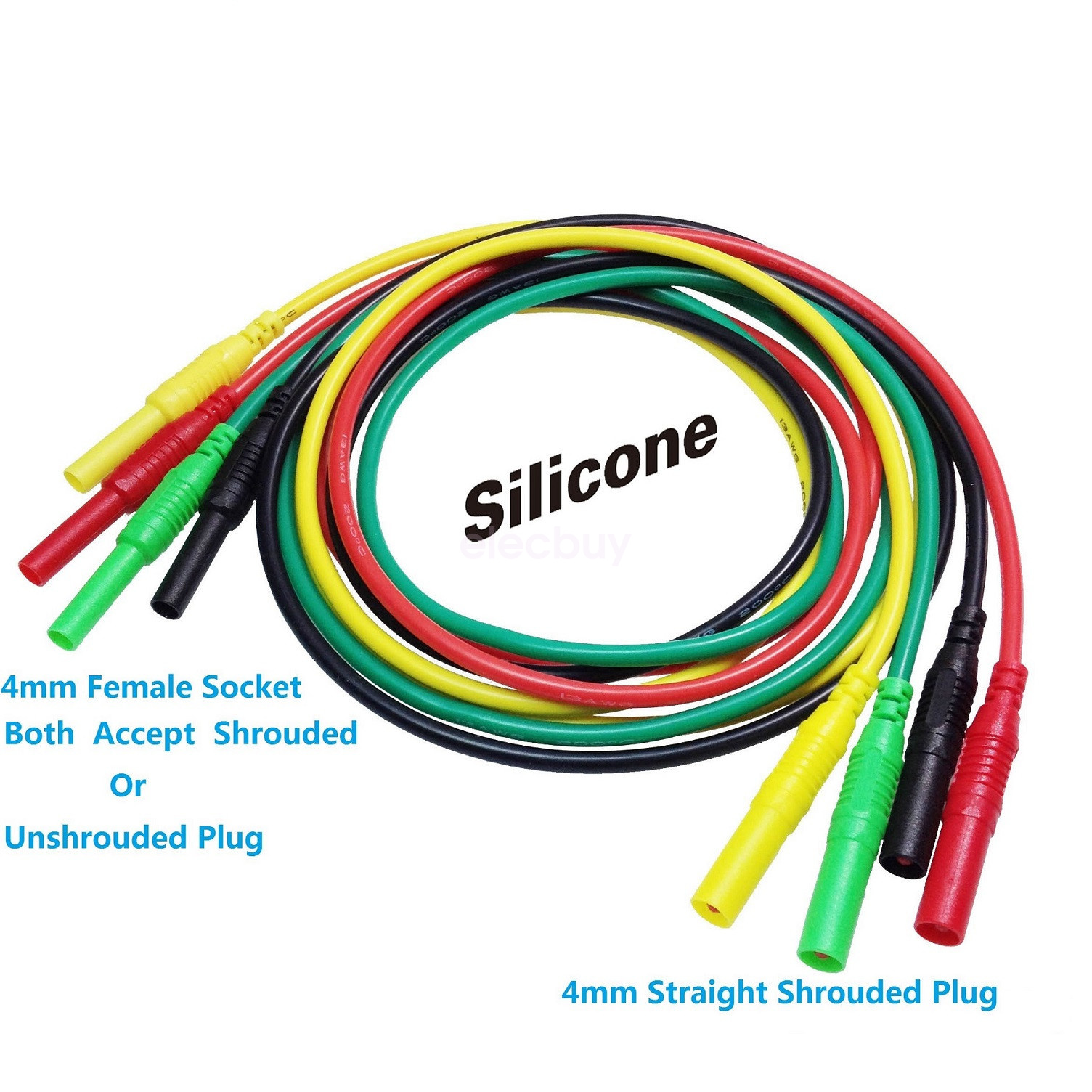 4pcs New 1m Test Cable Lead Male to Female 4mm Banana Plug 13AWG ...