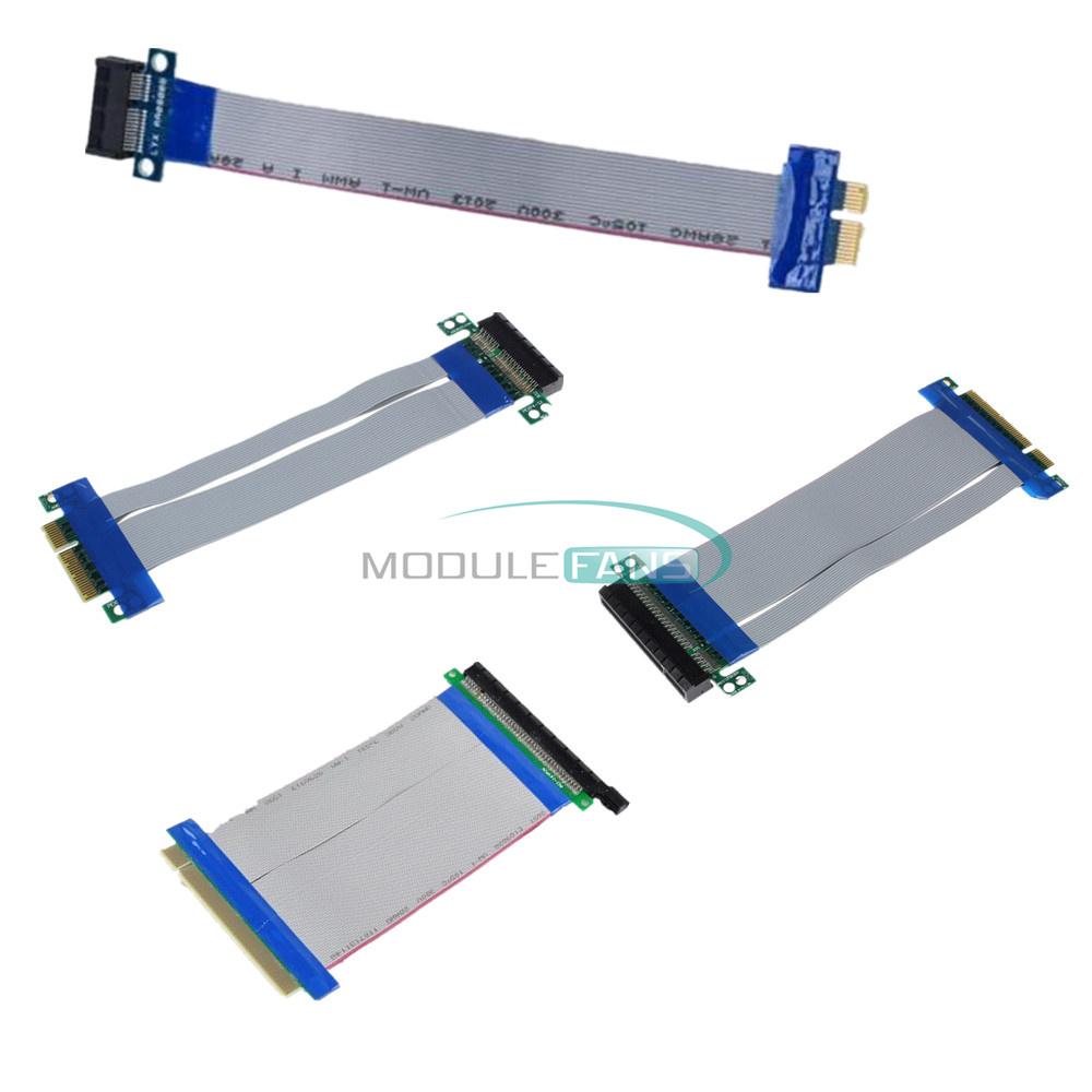 PCI-E 1X 4X 8X 16X Riser Card Ribbon Extender Extension Cable ...