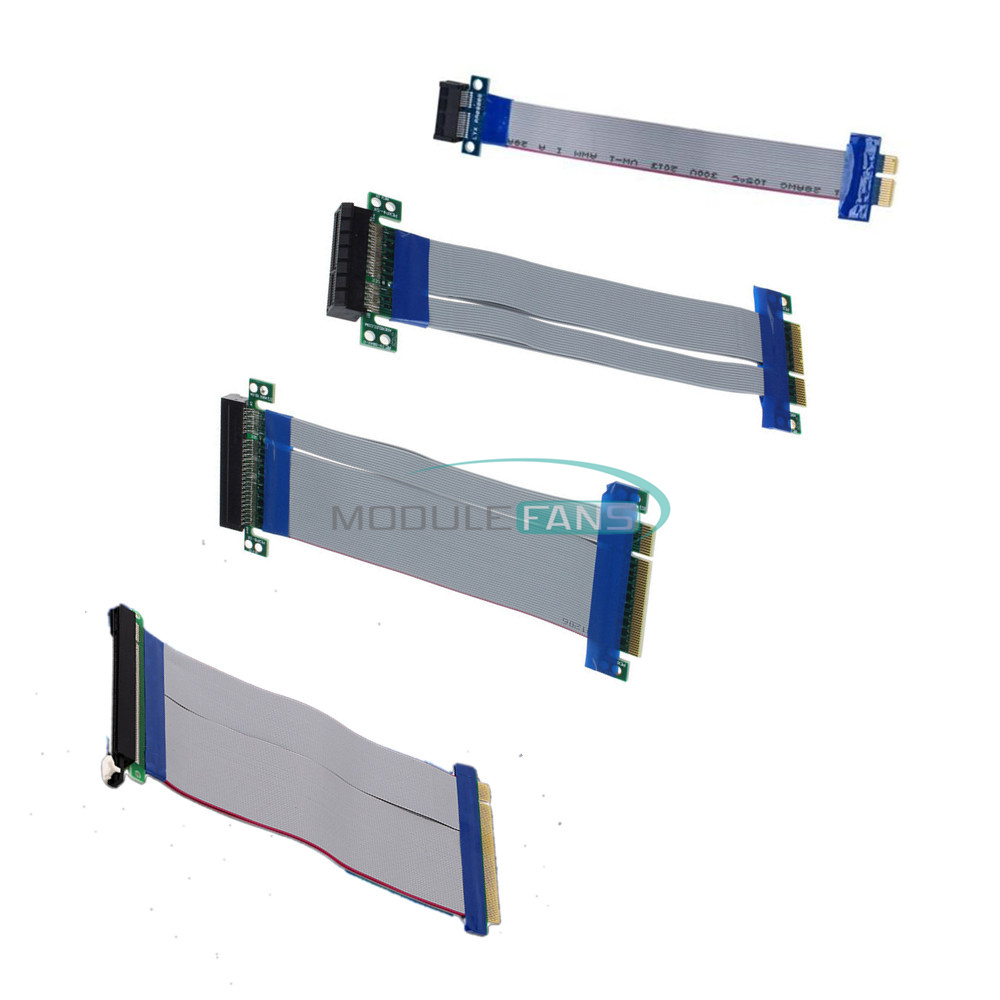 PCI-E 1X 4X 8X 16X Riser Card Ribbon Extender Extension Cable ...