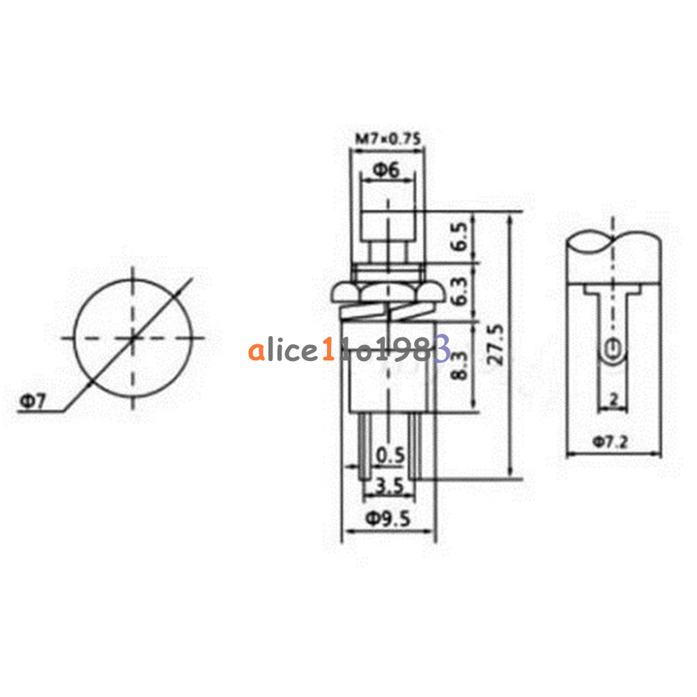 5/10PCS PBS-110 ON/OFF Push button Red Black Blue Mini Lockless ...