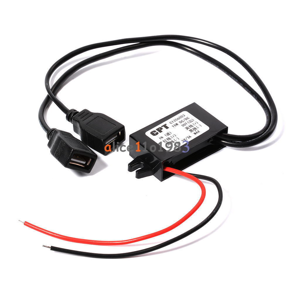 12V Step down to 9/5/6V 2A/3A 15W Mini/Micro/Double USB Power Adapter ...