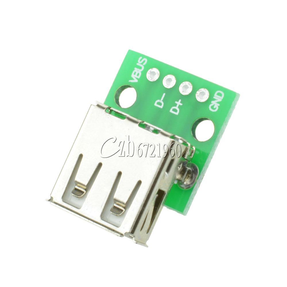 2PCS USB Female Port Connector Breakout Board 5V Power 2.54mm Header ...