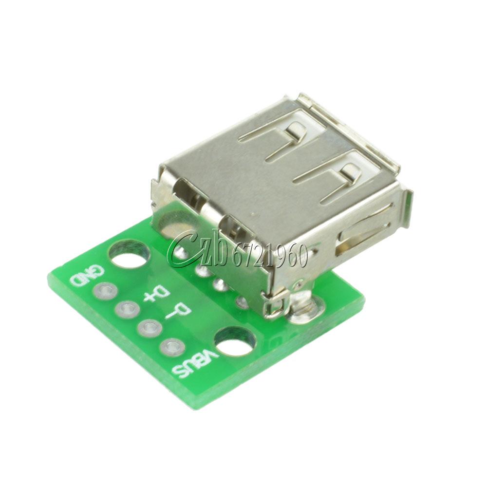 USB Female Port Connector Breakout Board 5V Power 2.54mm Header for ...