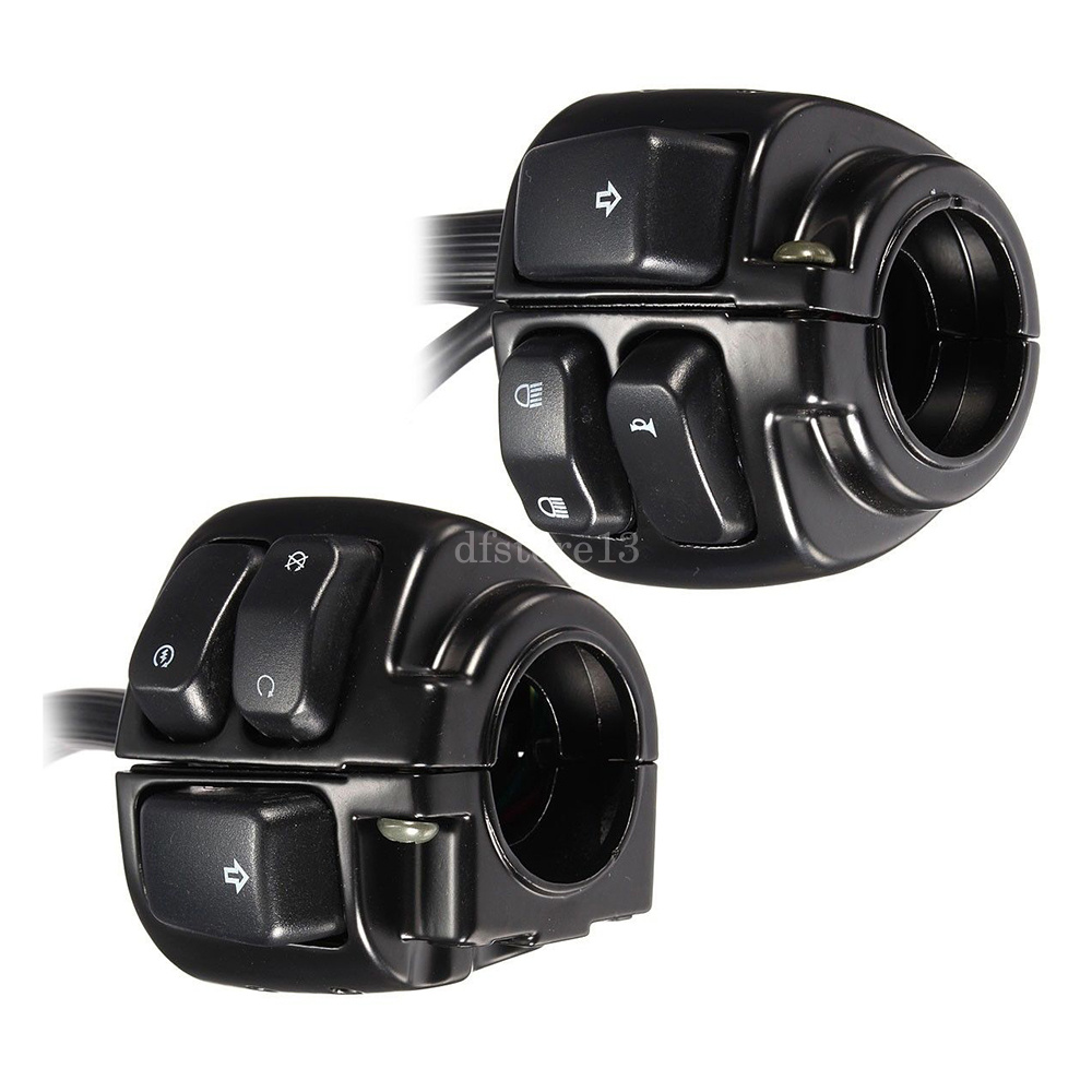 Black Motorcycle 1" Handlebar Control Switch Housing Wiring Harness for ...