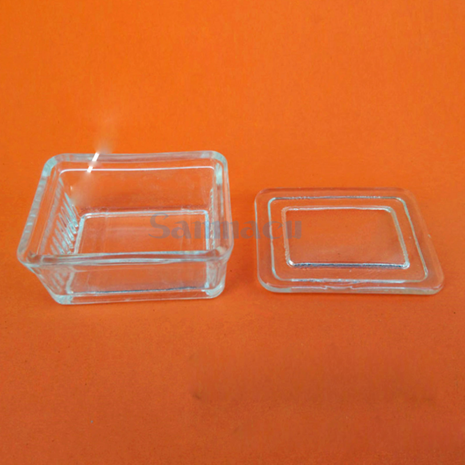 Square Microscope Glass Slide Staining Jar with Lid For Lab Apothecary ...