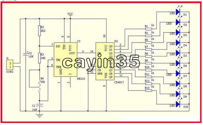 DIY Kits NE555+CD4017 Running LED Flow LED Light Electronic Production ...