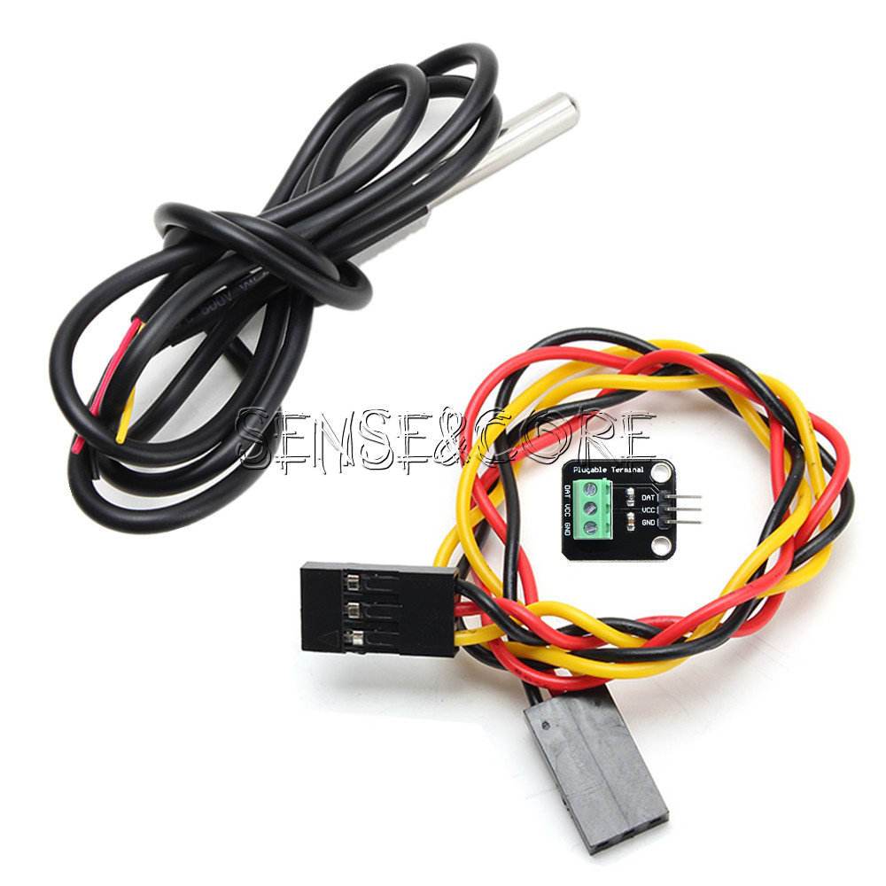 DS18B20 WaterProof Temperature Sensor Module Probe+Terminal Adapter For ...