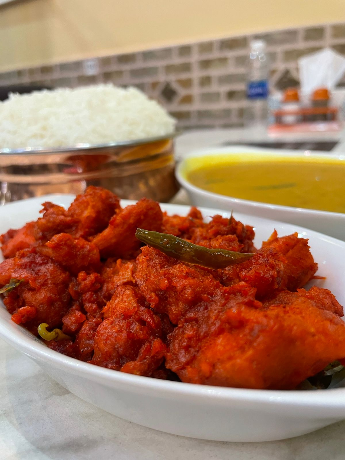 Chicken 65 + Rice and Dal