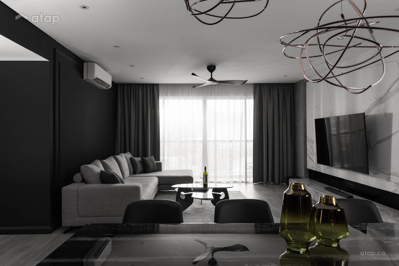 Contemporary Modern Dining Room Living Room condominium design ideas ...