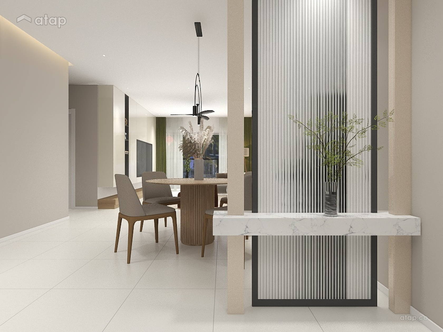 Modern Zen Foyer Living Room condominium design ideas & photos Malaysia | Atap.co