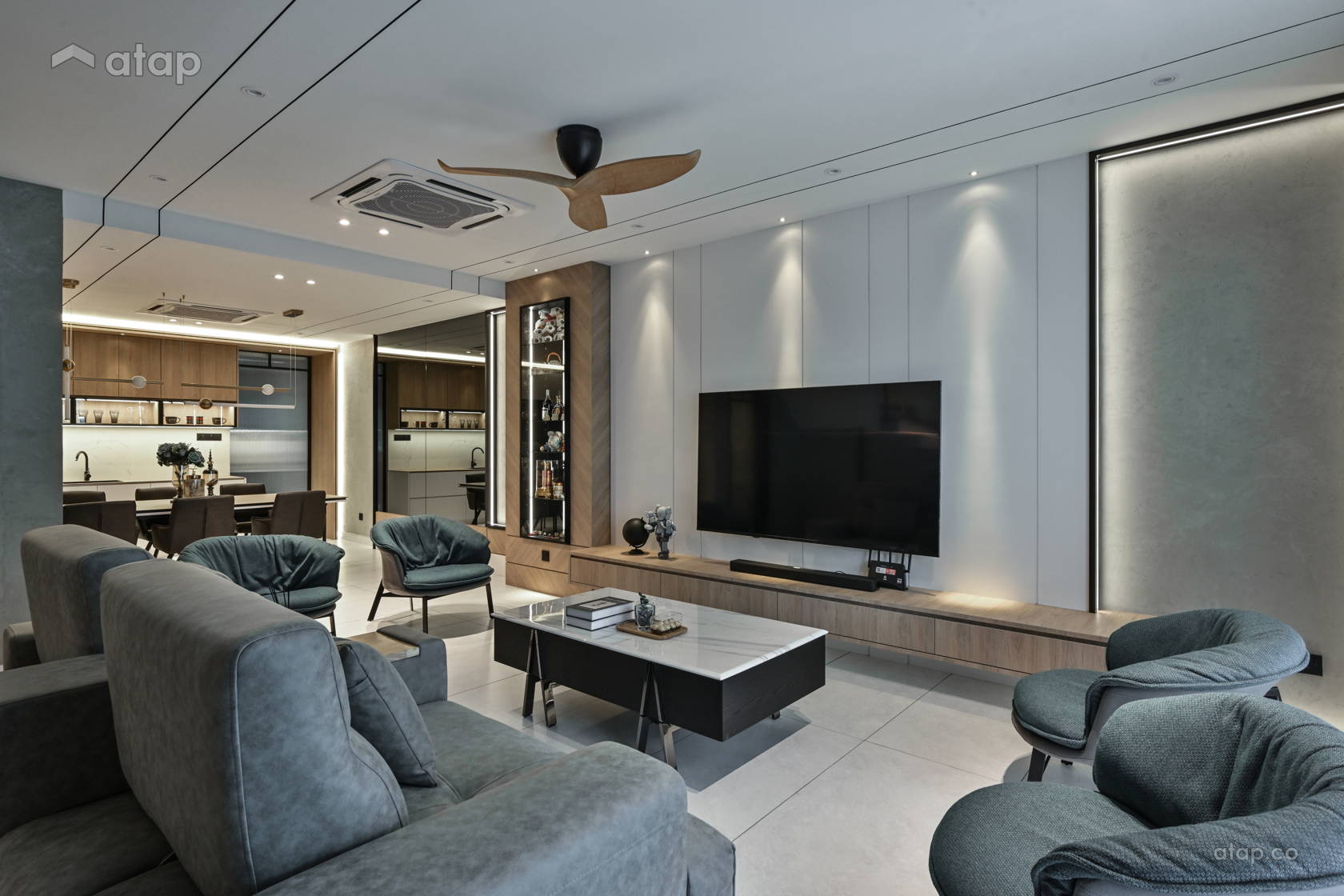 Modern Scandinavian Dining Room Living Room terrace design ideas ...