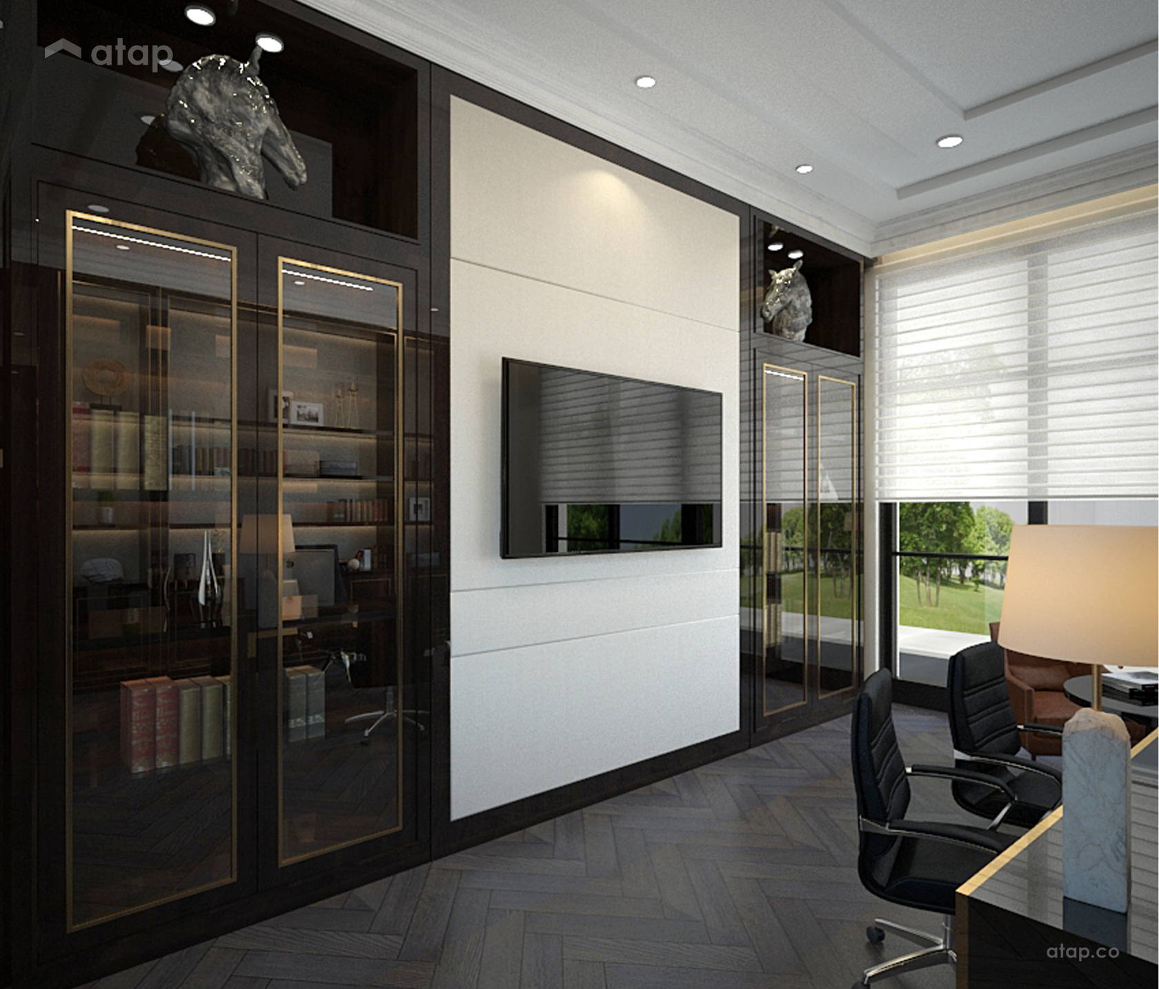 Contemporary Modern Office Study Room bungalow design ideas & photos ...