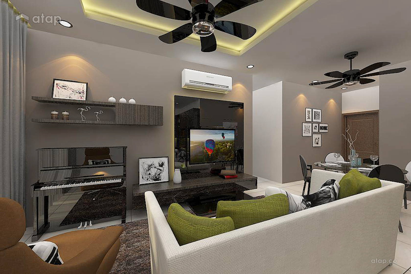 Modern Living Room apartment design ideas & photos Malaysia | Atap.co