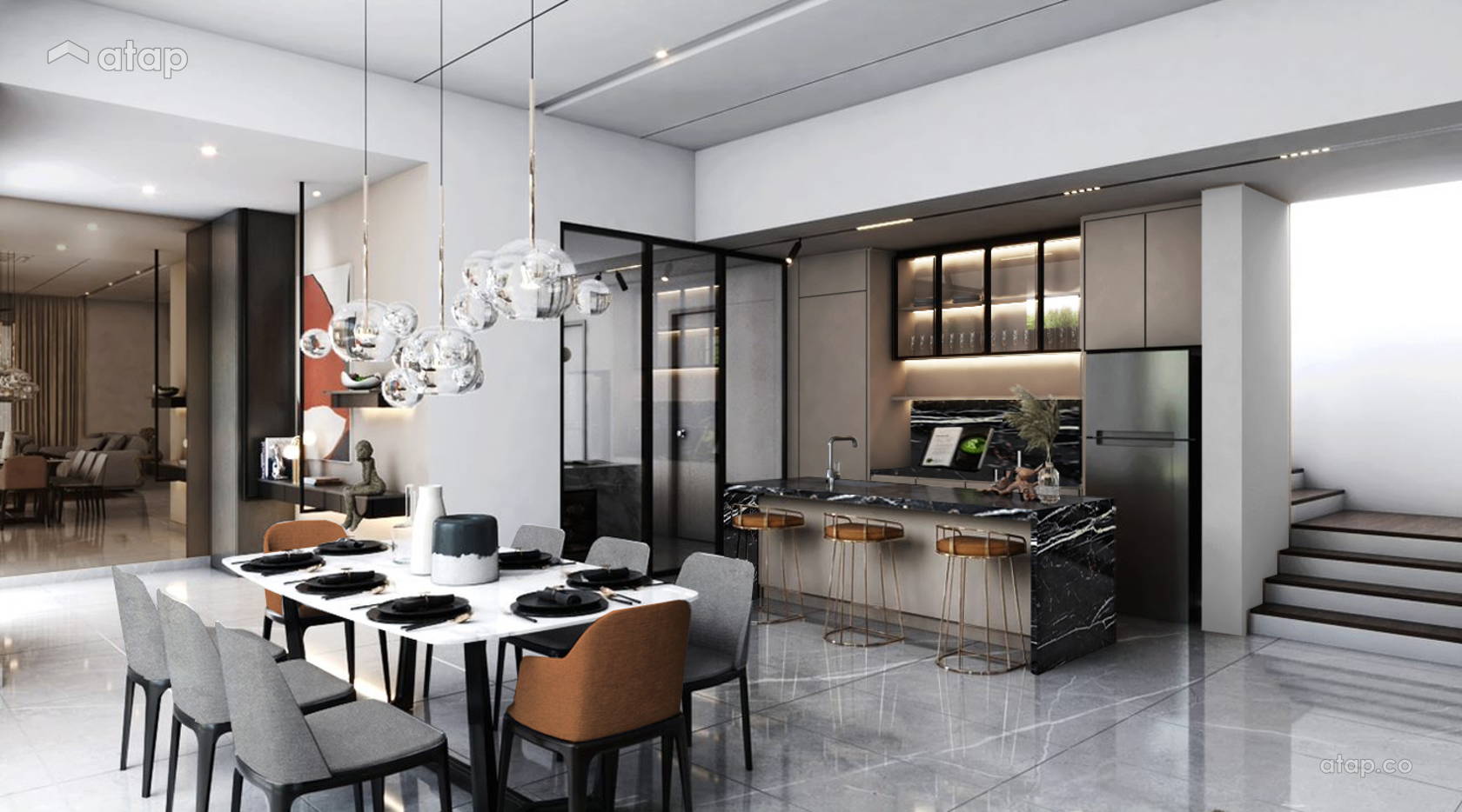 Contemporary Modern Foyer Kitchen semi-detached design ideas & photos ...