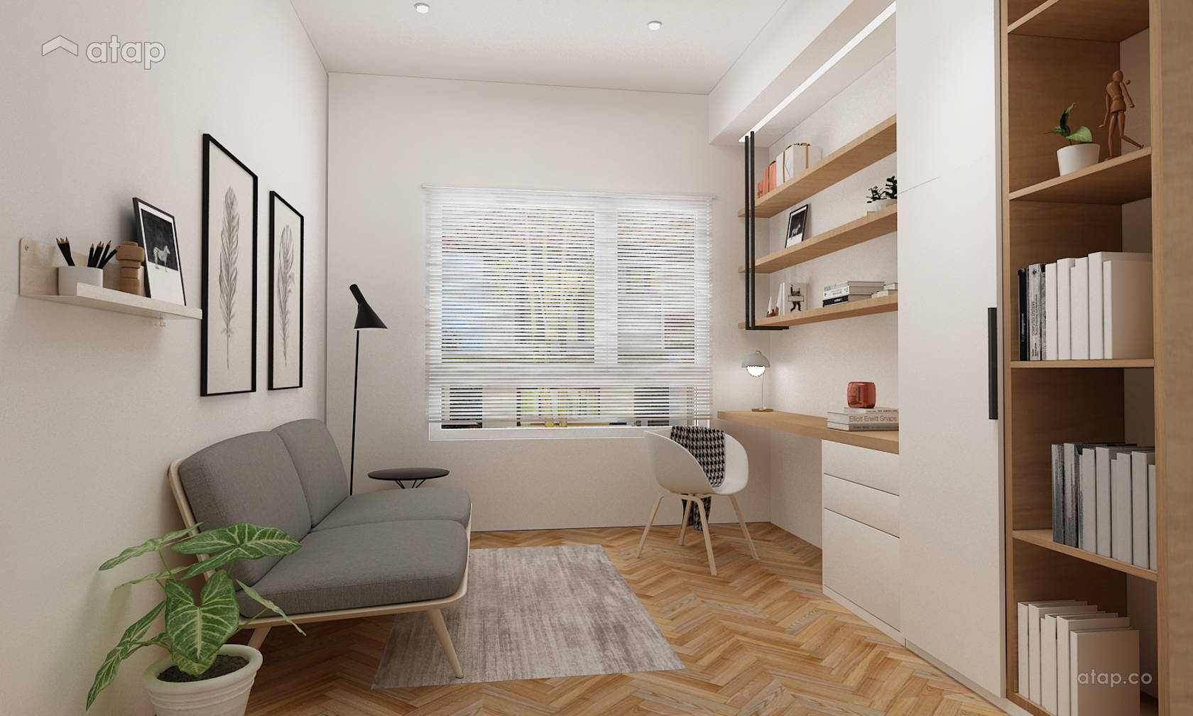 Minimalistic Scandinavian Study Room terrace design ideas & photos ...