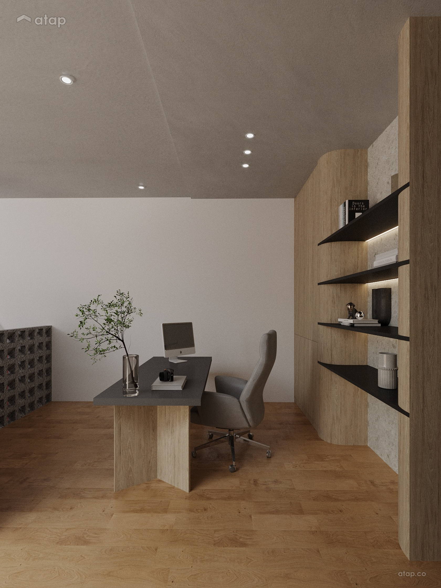 Contemporary Industrial Study Room bungalow design ideas & photos ...