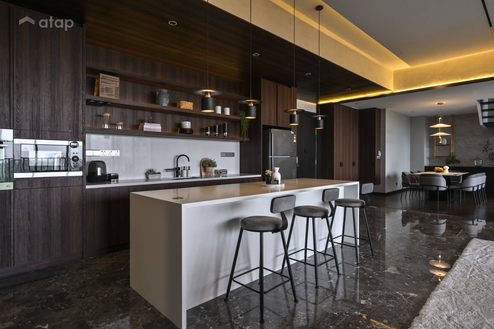 Contemporary Modern Dining Room Kitchen condominium design ideas ...