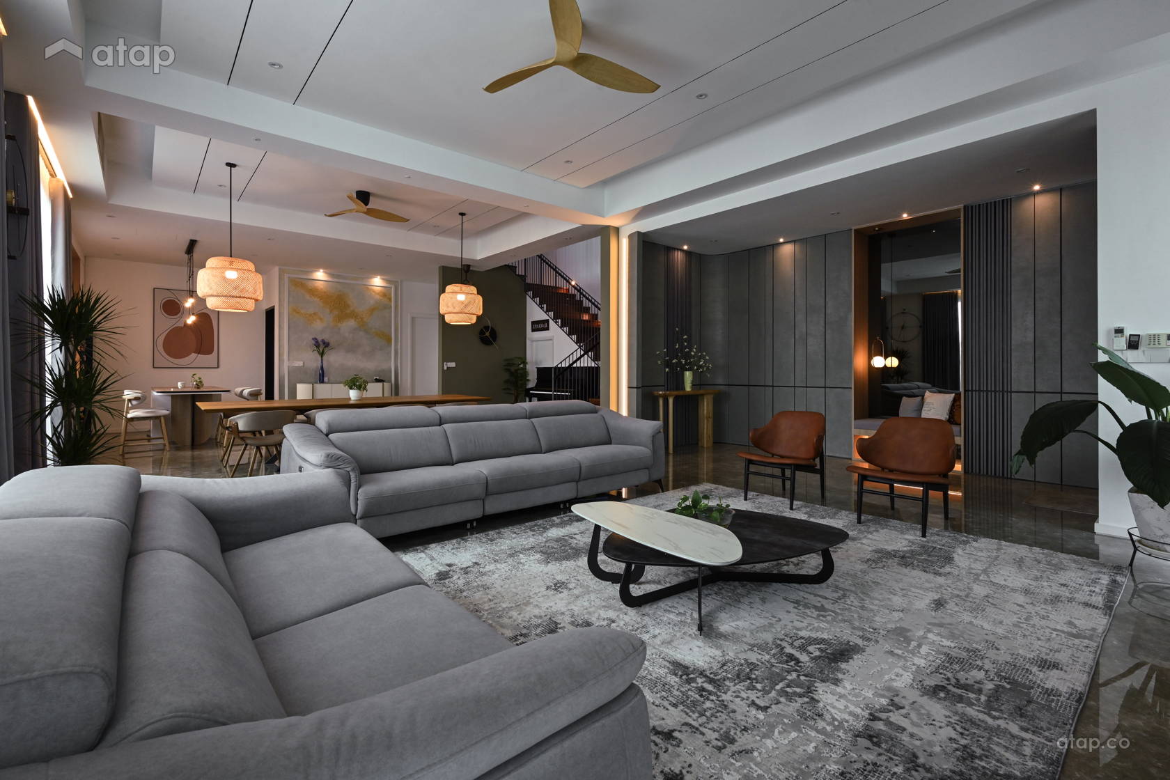 Contemporary Modern Living Room semi-detached design ideas & photos ...