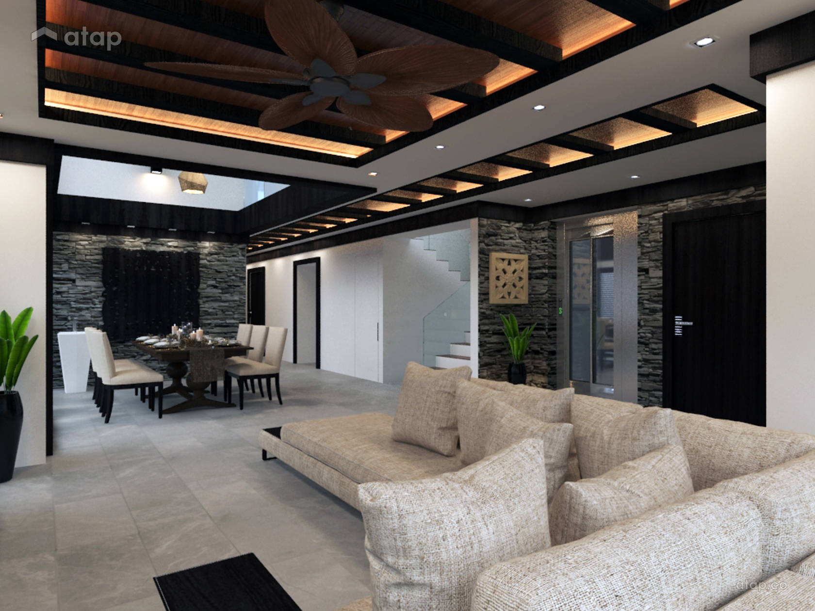 Asian Modern Living Room terrace design ideas & photos Malaysia | Atap.co