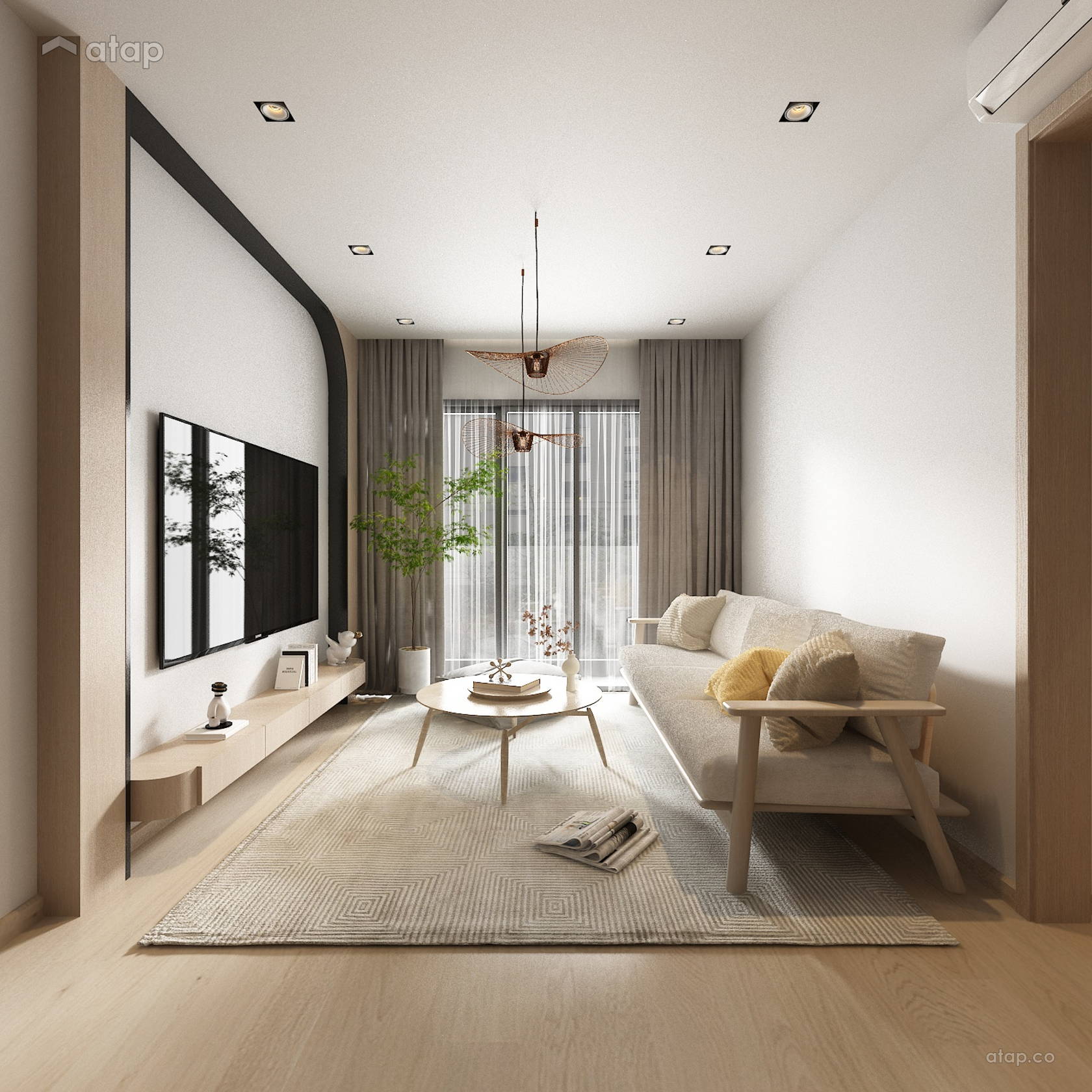 Modern Zen Living Room condominium design ideas & photos Malaysia | Atap.co