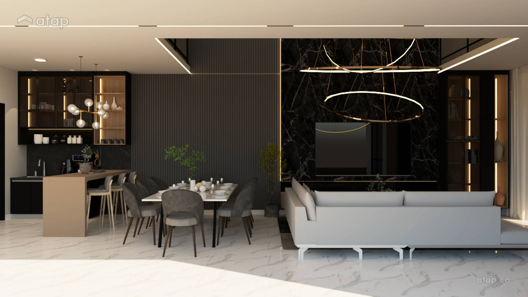 Minimalistic Modern Living Room semi-detached design ideas & photos ...