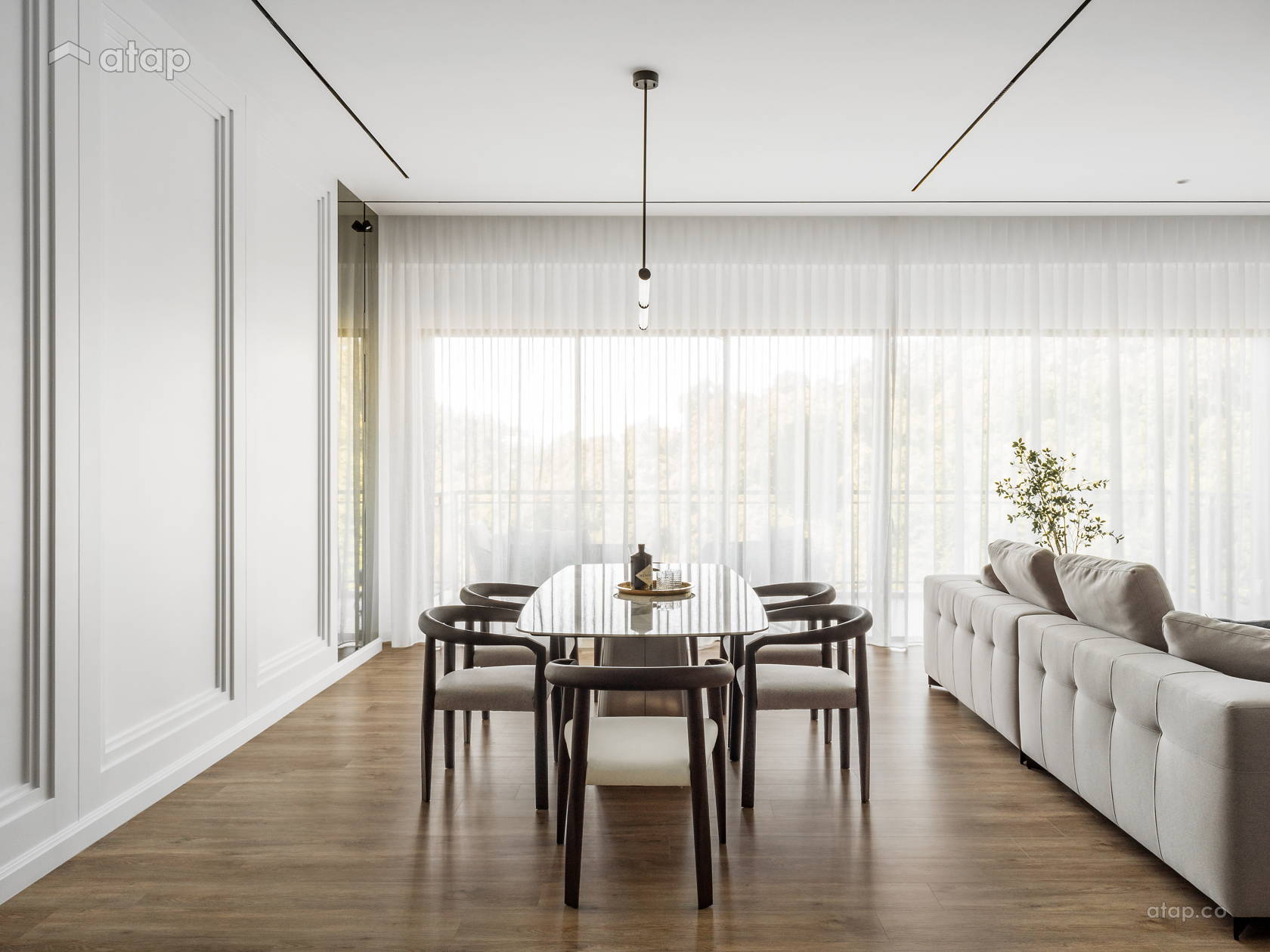 Classic Contemporary Dining Room Living Room condominium design ideas ...