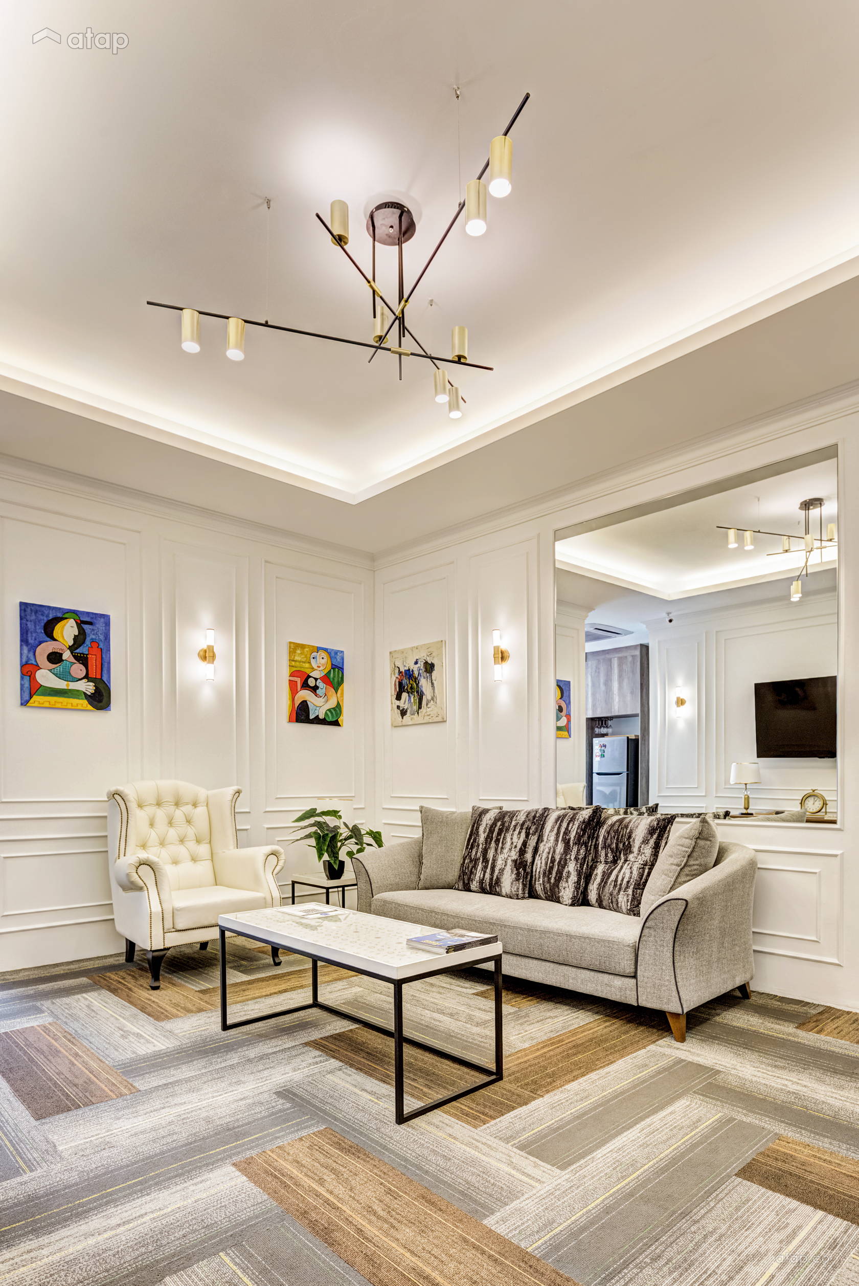 Contemporary Vintage Living Room Office shophouse design ideas & photos ...