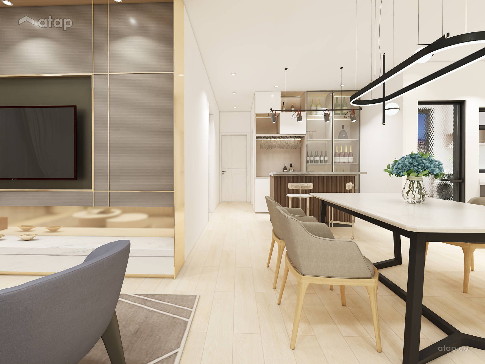 Modern Dining Room condominium design ideas & photos Malaysia | Atap.co