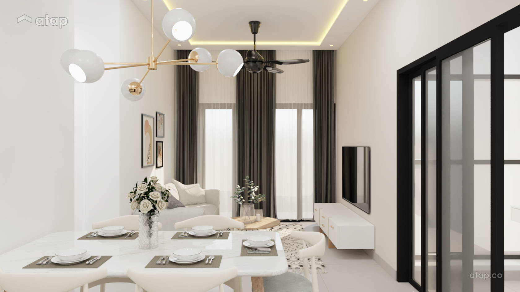 Minimalistic Scandinavian Dining Room condominium design ideas & photos ...