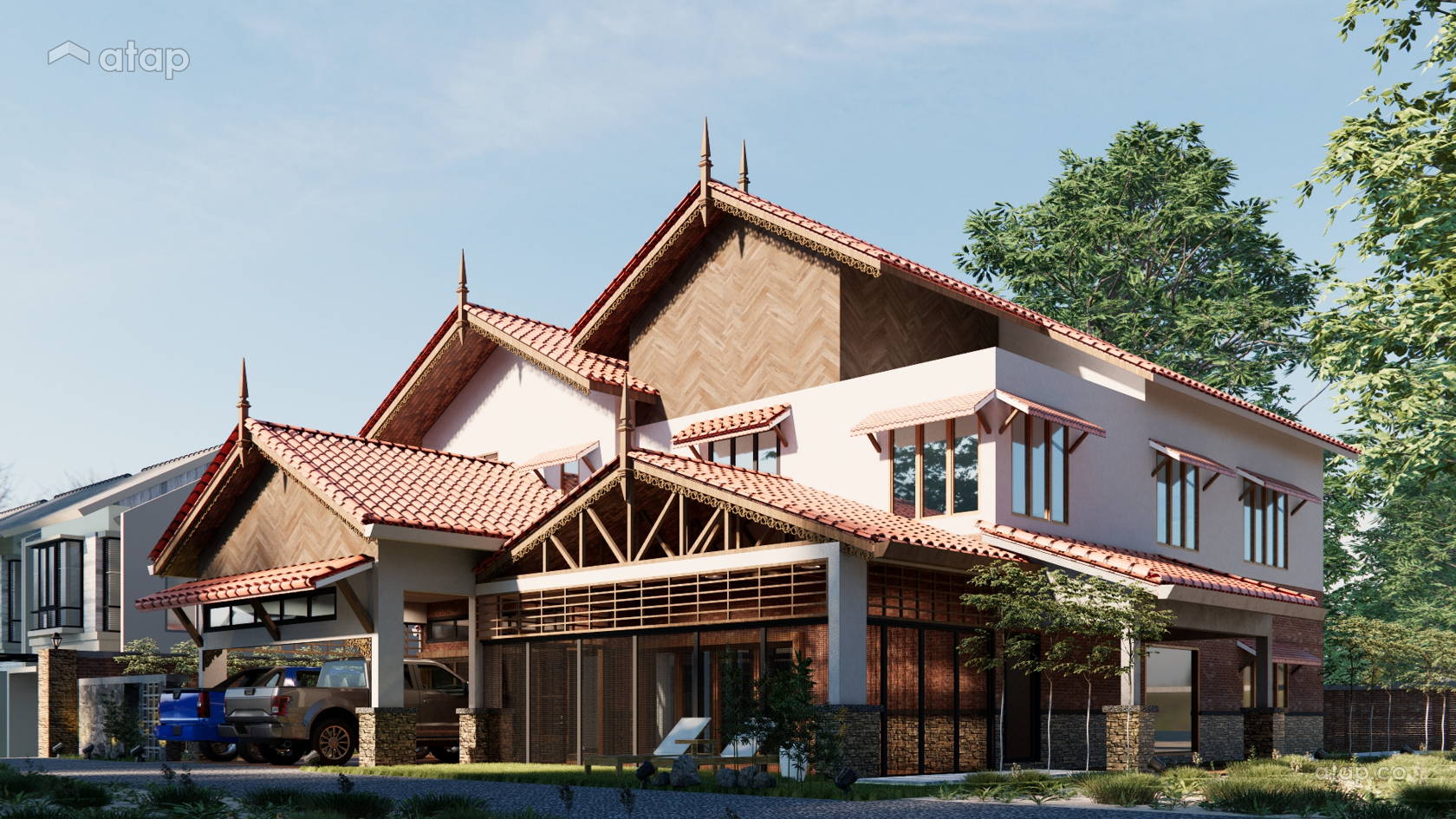 Contemporary Rustic Exterior bungalow design ideas & photos Malaysia ...