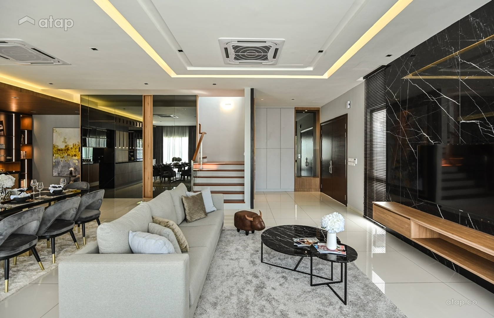 Contemporary Modern Living Room semi-detached design ideas & photos ...
